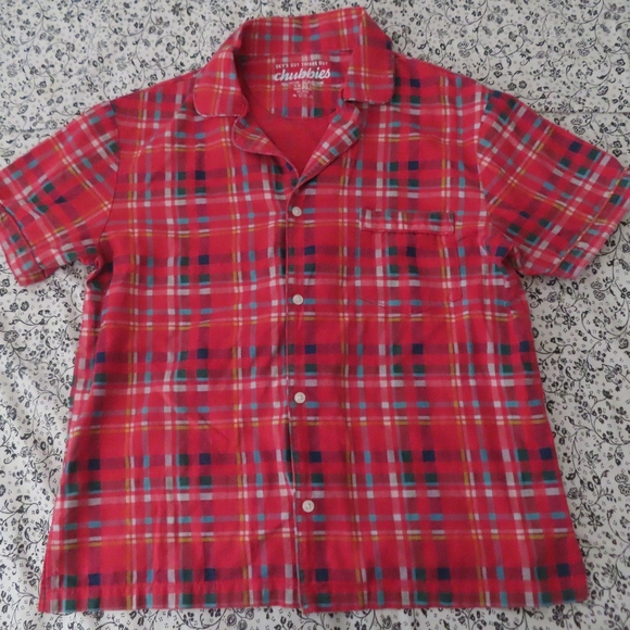 chubbies | Shirts | Chubbies Red Plaid Short Sleeve Button Up Small ...